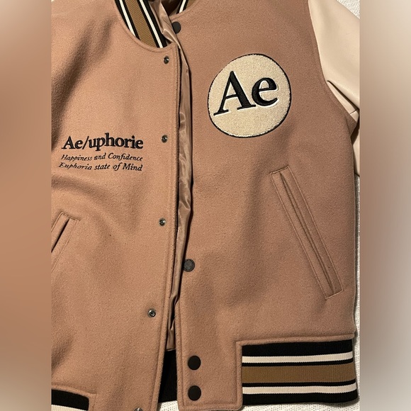 H&M | Jackets & Coats | Hm Varsity Jacket Tan | Poshmark